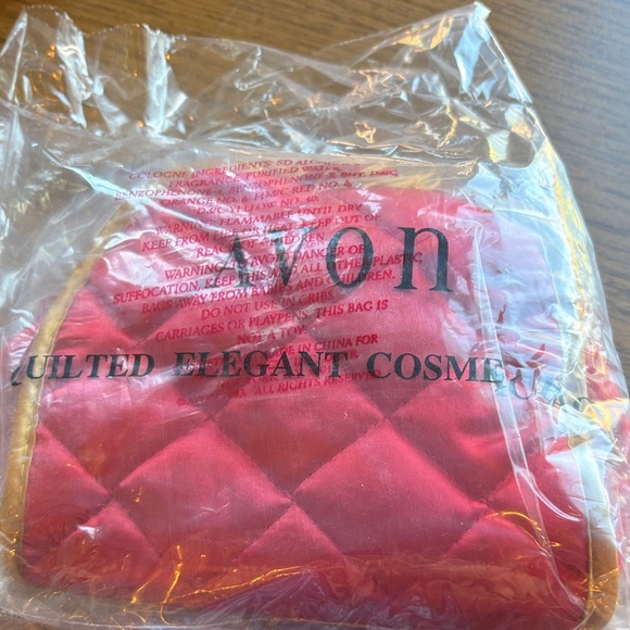 Avon | Bags | Avon Quilted Red Cosmetic Pouch With Lipstick | Poshmark